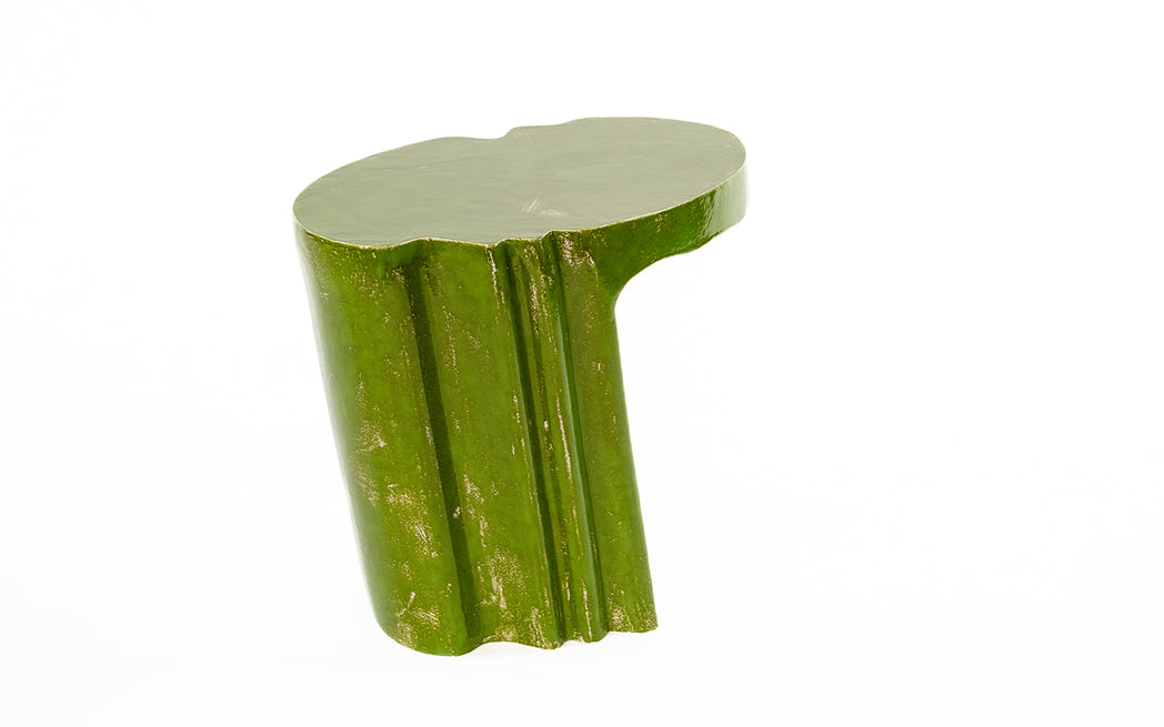 Liquid oval side table in serpent green glaze by Floris Wubben | SCP