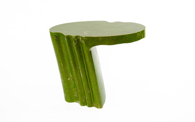 Liquid oval side table in serpent green glaze by Floris Wubben | SCP