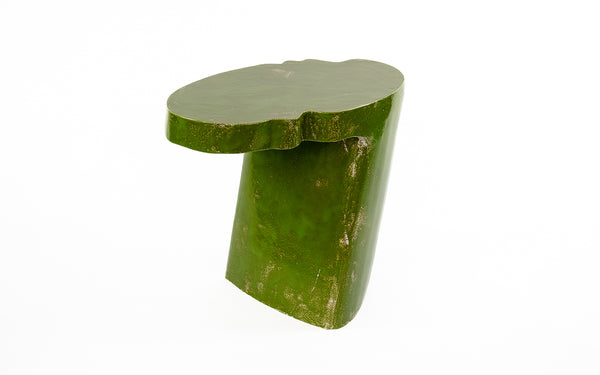 Liquid oval side table in serpent green glaze by Floris Wubben | SCP