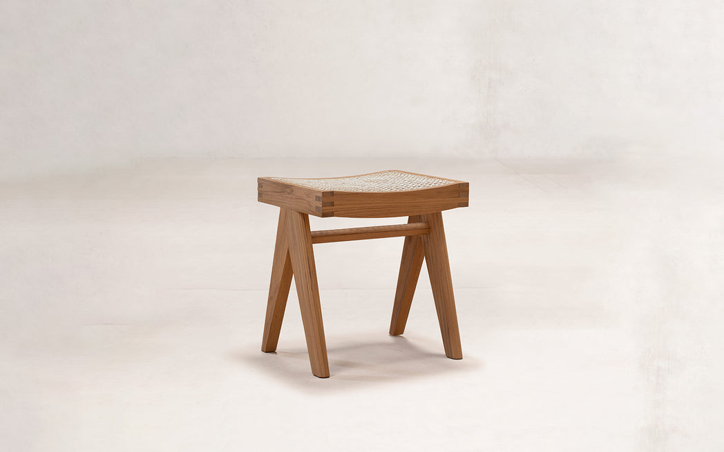 Low cane stool by Chandigarh Collective for Phantom Hands | SCP