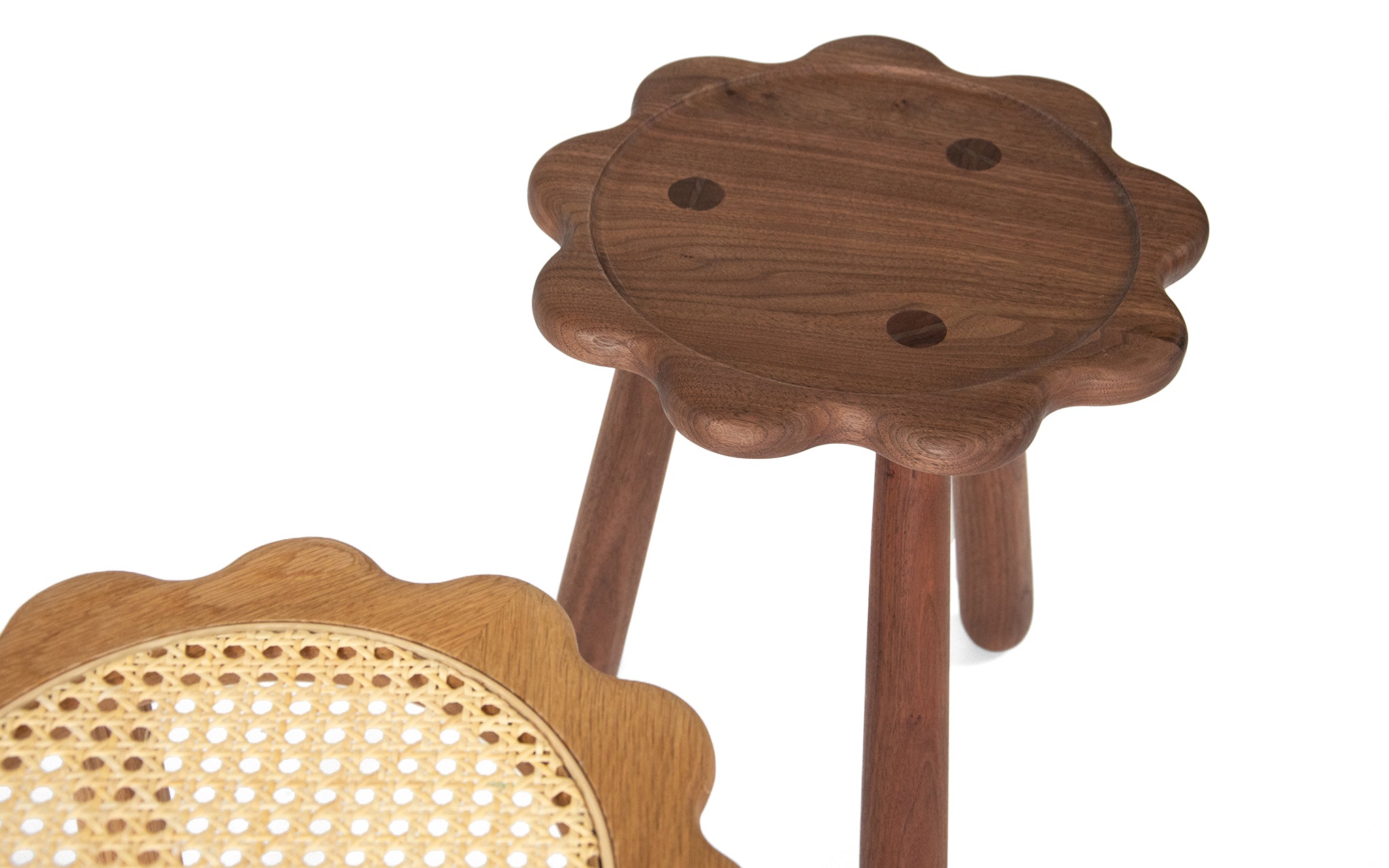 Caned stool by Wilkinson & Rivera for SCP