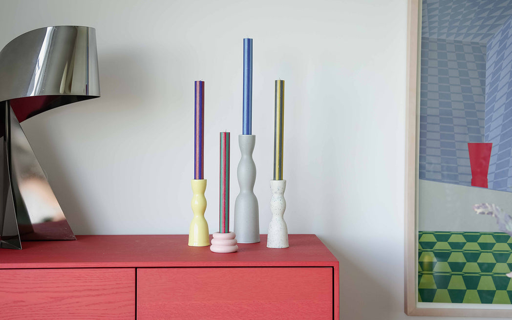 Striped dinner candles - strong colours by YOD&CO | SCP