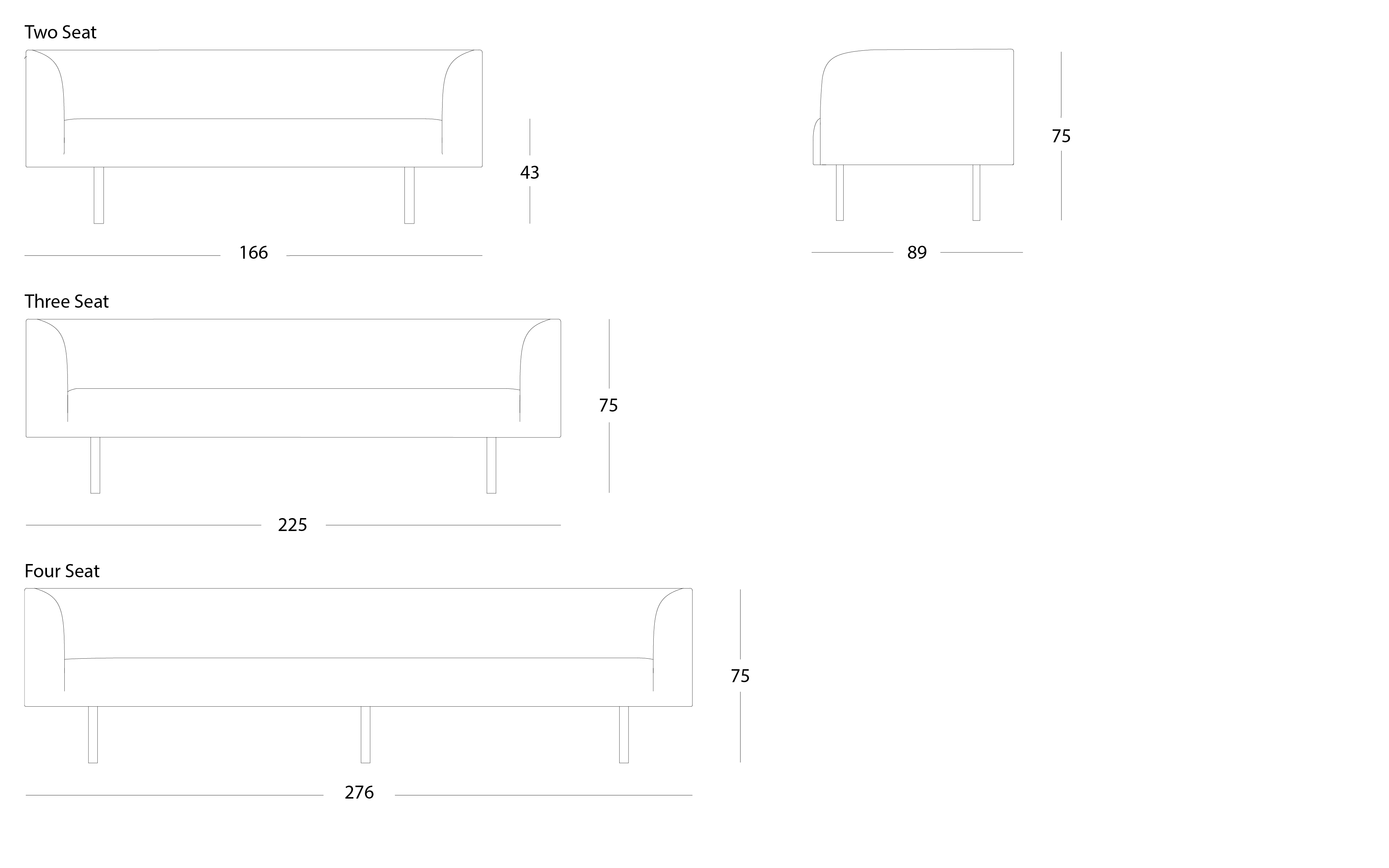 Continuous three seat sofa - sprung seat by Faudet-Harrison for SCP