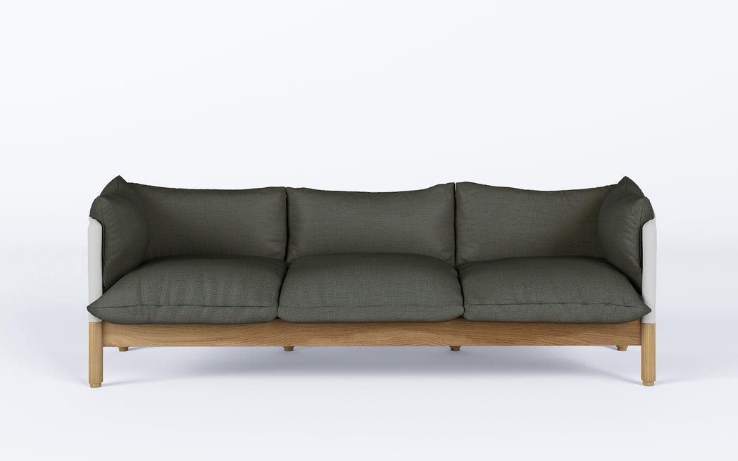 Tepee three seat sofa - oak, white sling by Lucy Kurrein for SCP